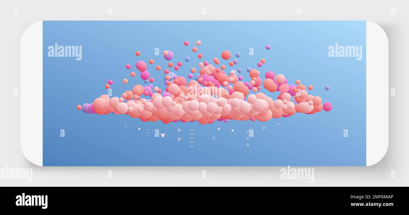 Cloud. Floating liquid blobs. Abstract banner with fluid shapes. 3D ...