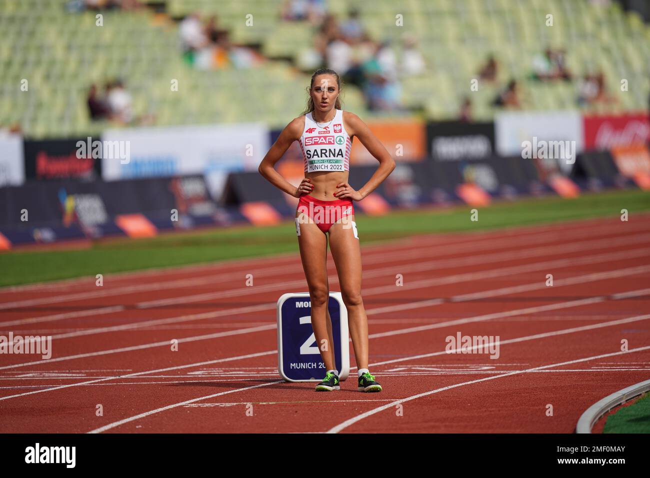 Angelika Sarna participating in the 800 meters of the European ...