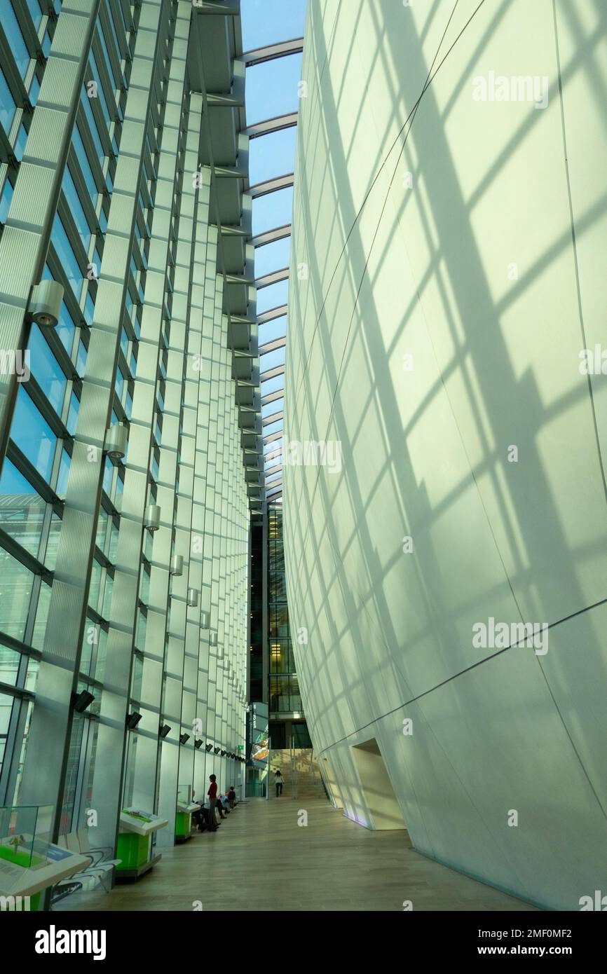 Inside windowed corridor in the eight-storey Darwin centre part of the ...