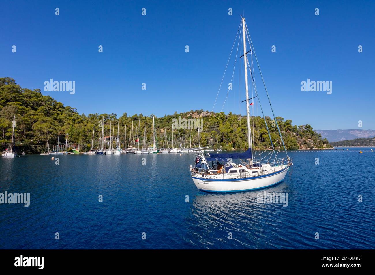 Boats in Karacasogut, Gokova Bay, Turkey Stock Photo - Alamy