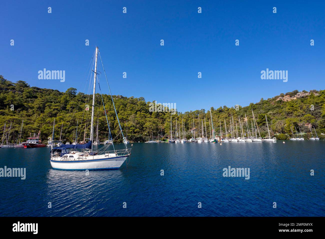 Boats in Karacasogut, Gokova Bay, Turkey Stock Photo - Alamy