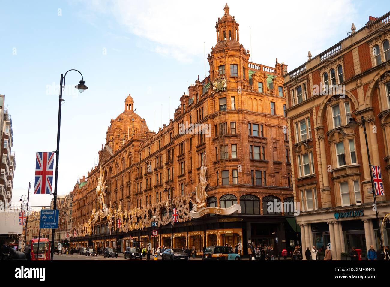 Harrods on the Cromwell Road London with Christmas display on exterior ...