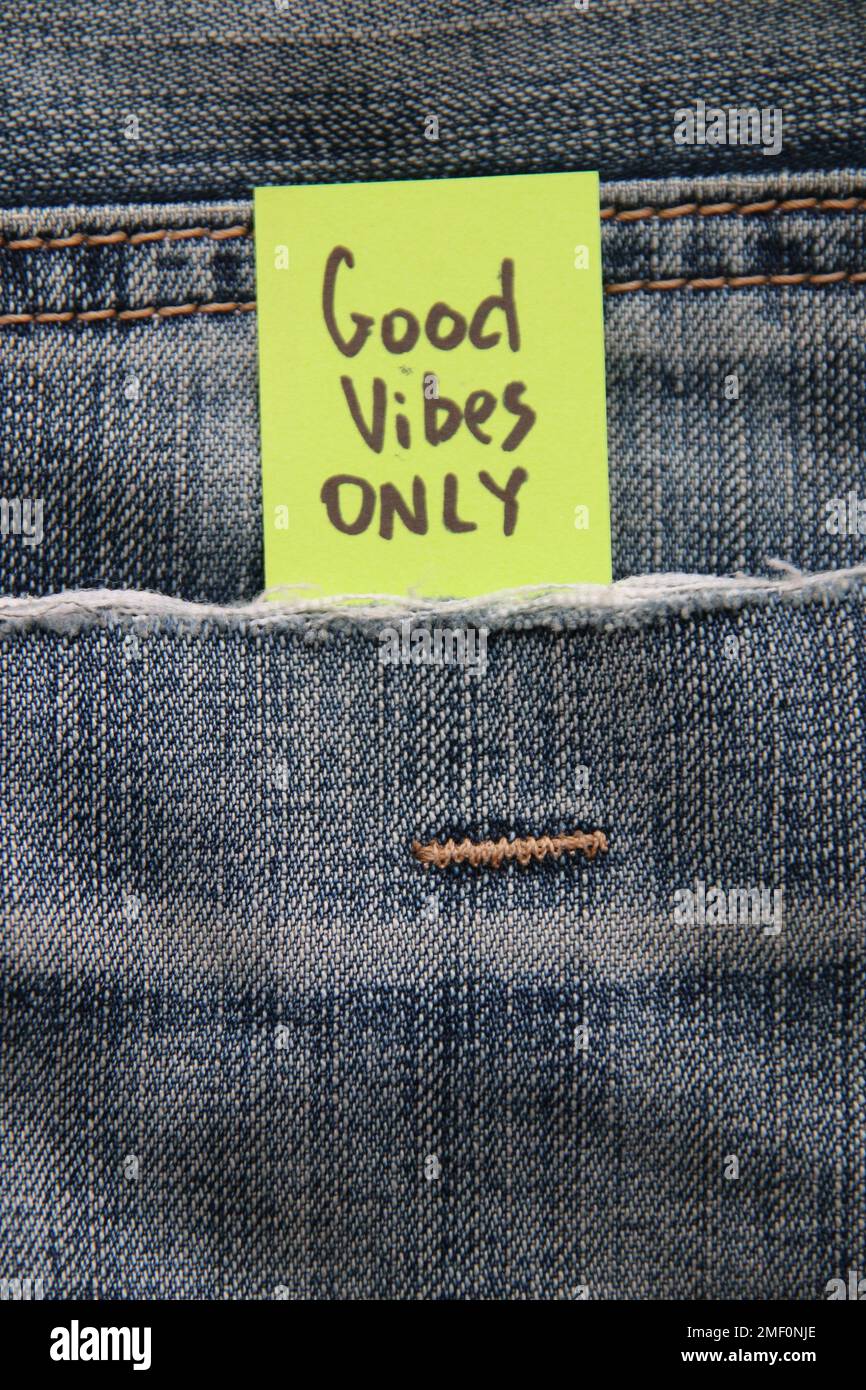 Good vibes only concept Motivational quotes inscription on a tag in a ...