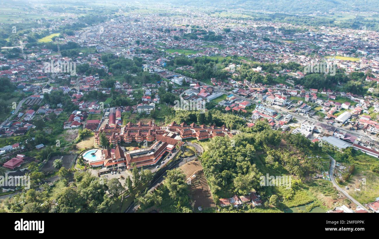 Aerial view of Traditional Minangkabau houses located in Bukittinggi ...