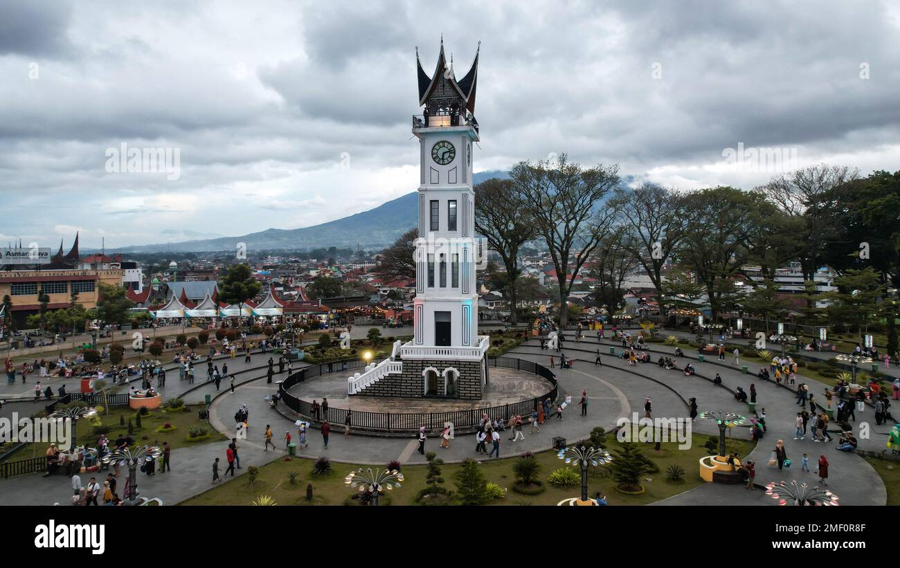 Aerial view of Jam Gadang, a historical and most famous landmark in ...