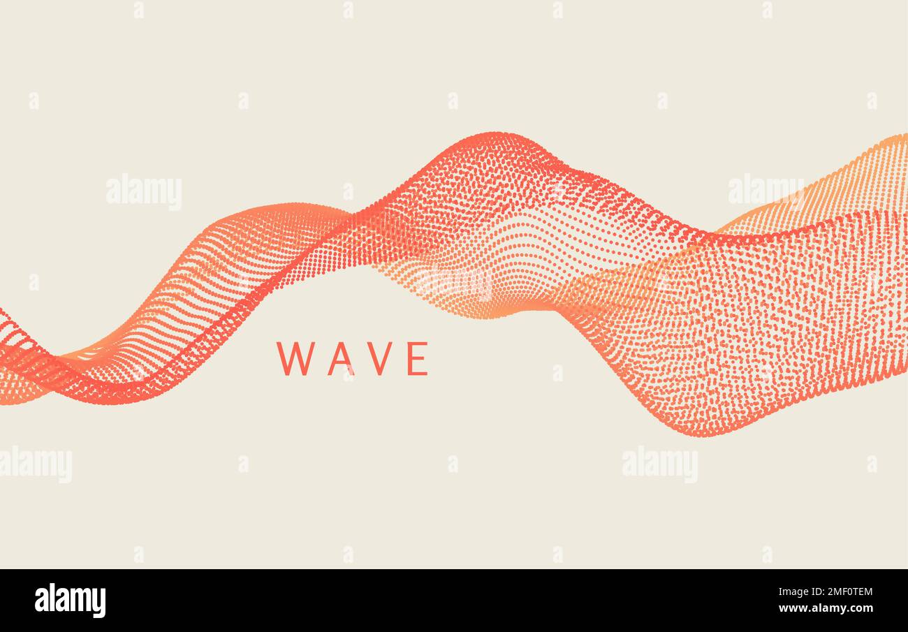 Wave with connected dots. Abstract digital background with particles ...