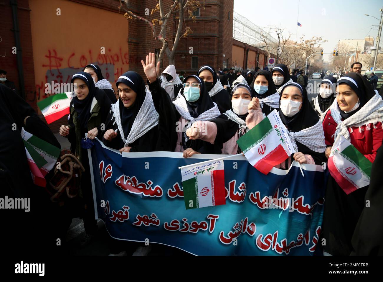 Tehran, Tehran, Iran. 24th Jan, 2023. Iranian veiled female students in ...