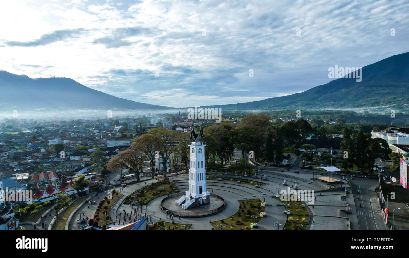 Aerial view of Jam Gadang, a historical and most famous landmark in ...