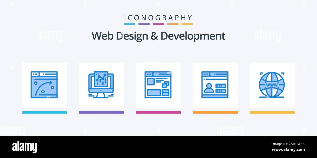 Web Design And Development Blue 5 Icon Pack Including world. design ...