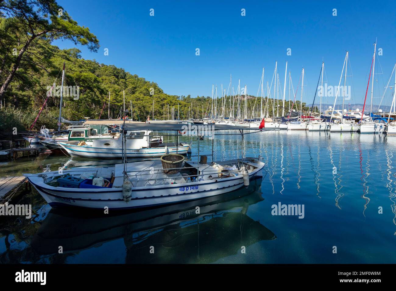Boats in Karacasogut, Gokova Bay, Turkey Stock Photo - Alamy