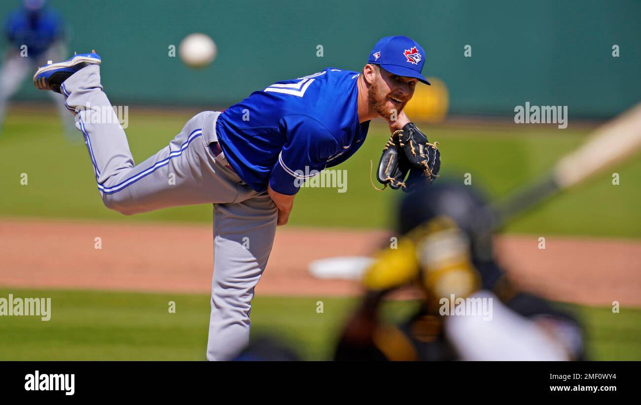 Toronto Blue Jays pitcher Hobie Harris delivers during a spring ...