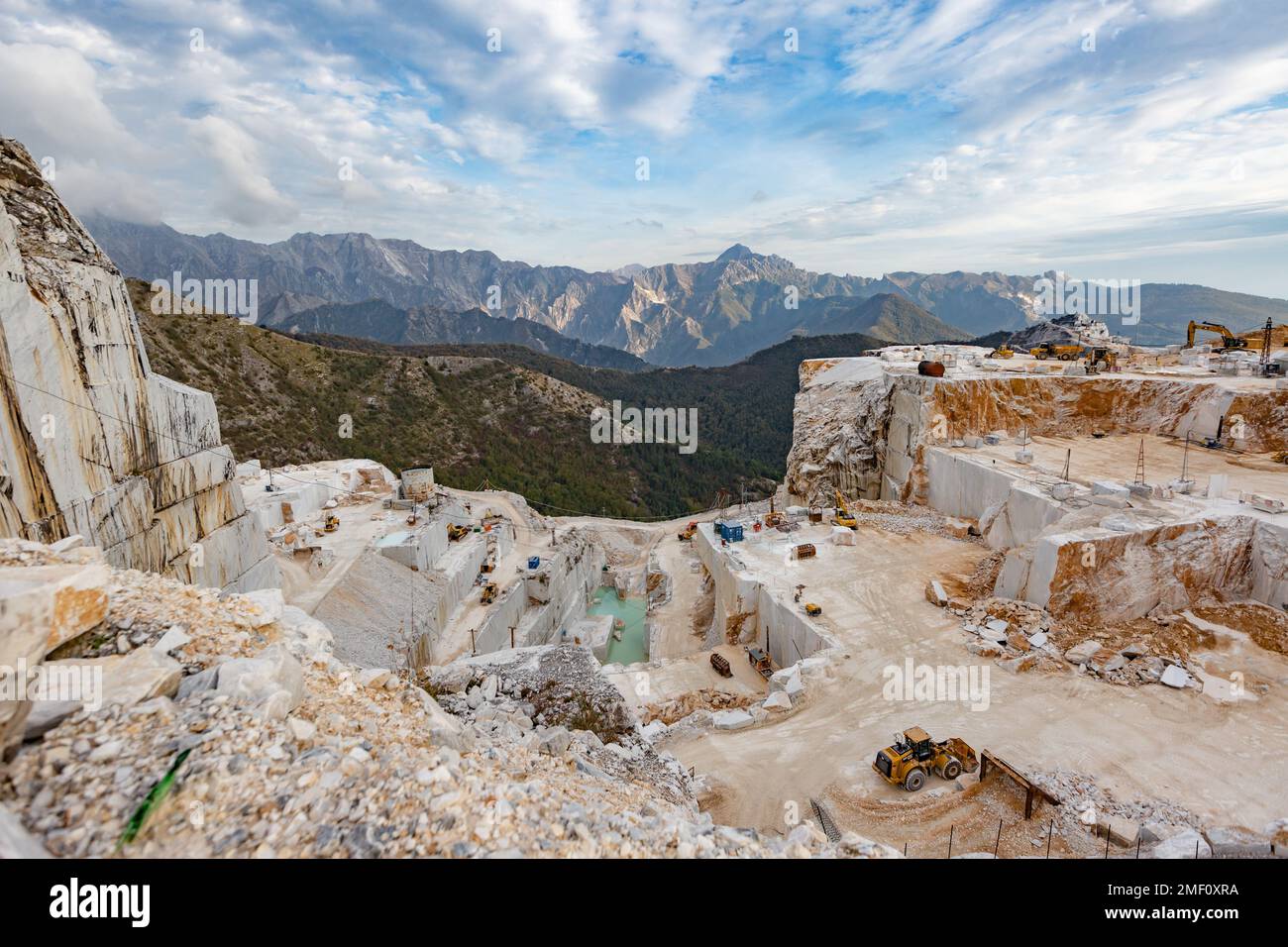 Landscape of Carrara marble quarry, UNESCO World Heritage Site, in ...