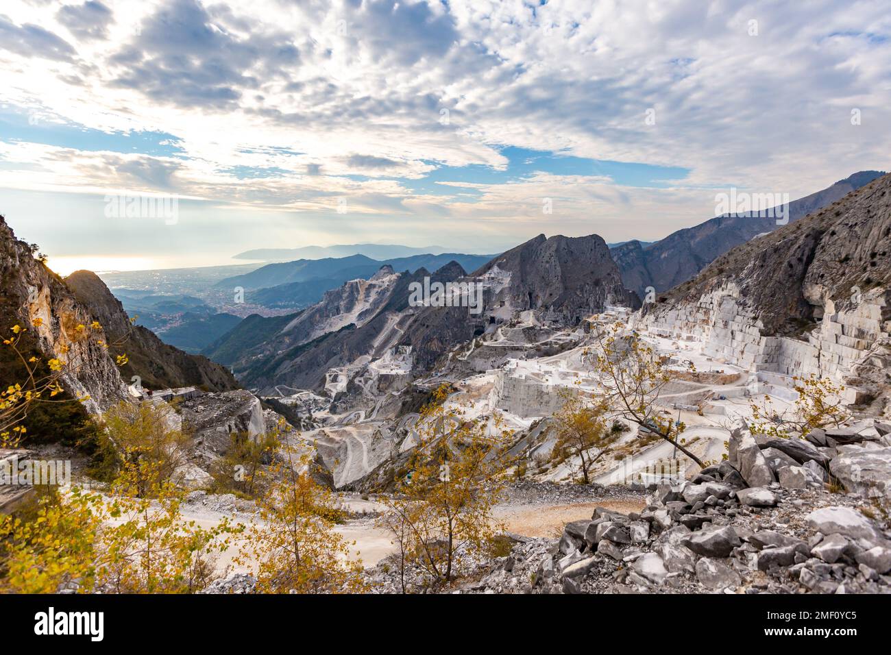 Landscape of Carrara marble quarry, UNESCO World Heritage Site, nestled ...