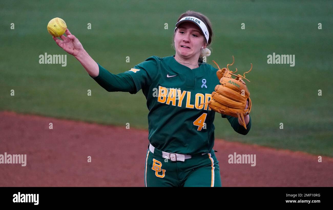 Baylor infielder Emily Hott (4) during an NCAA softball game against Arizona State on Thursday ...