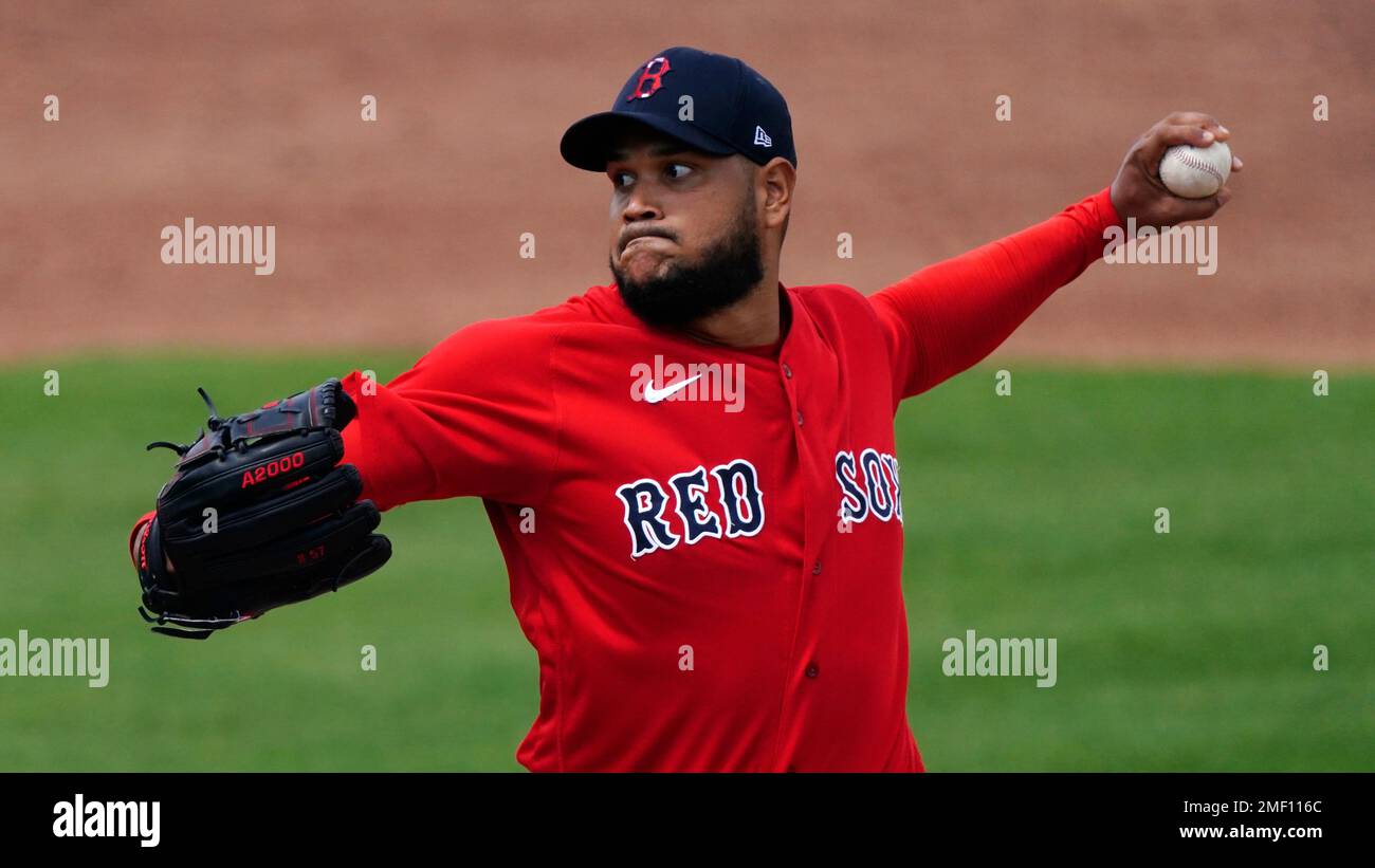 Boston Red Sox starting pitcher Eduardo RodrÃguez (57) works against ...