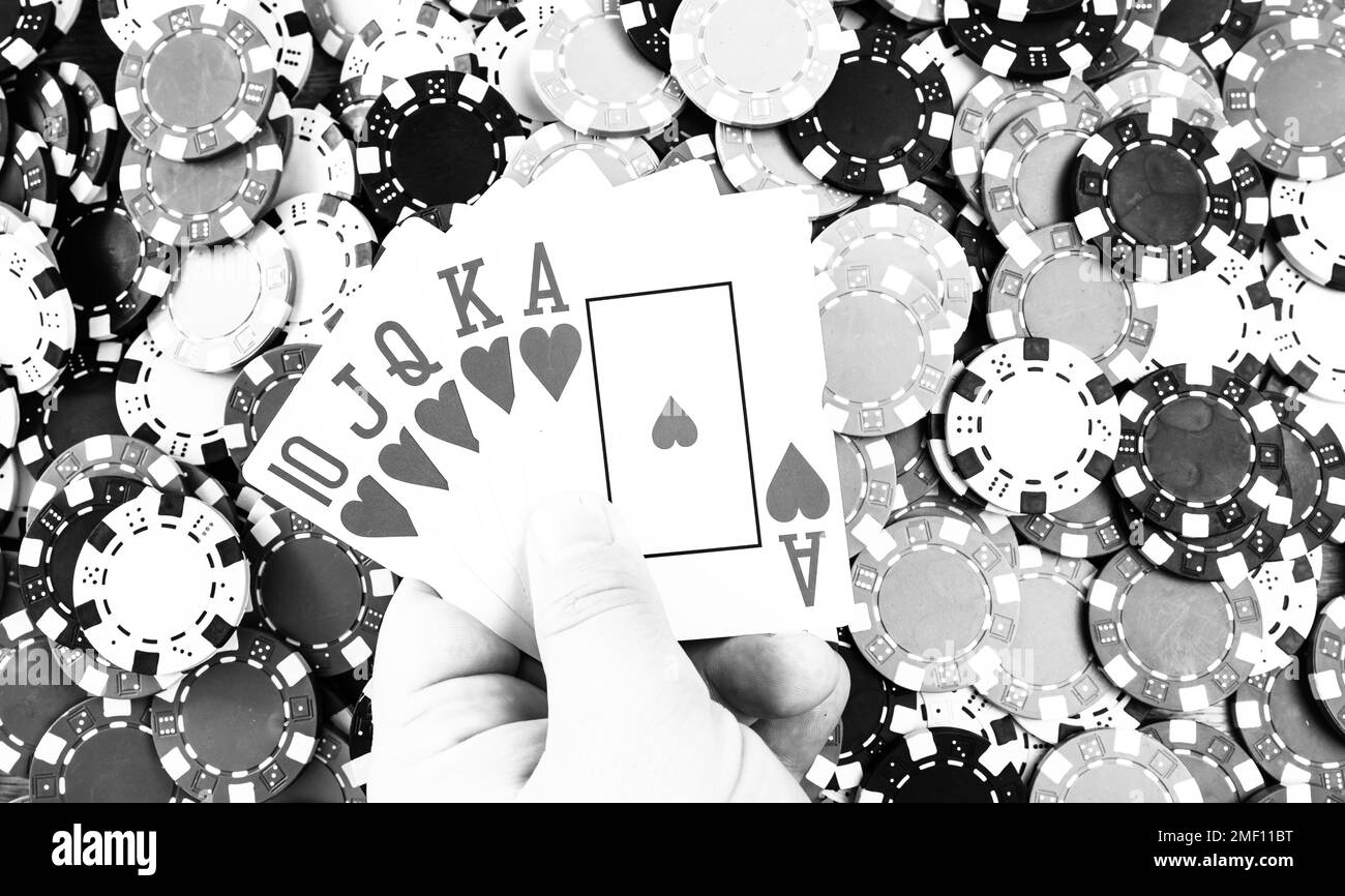 Poker chips, money and gamble Stock Photo - Alamy