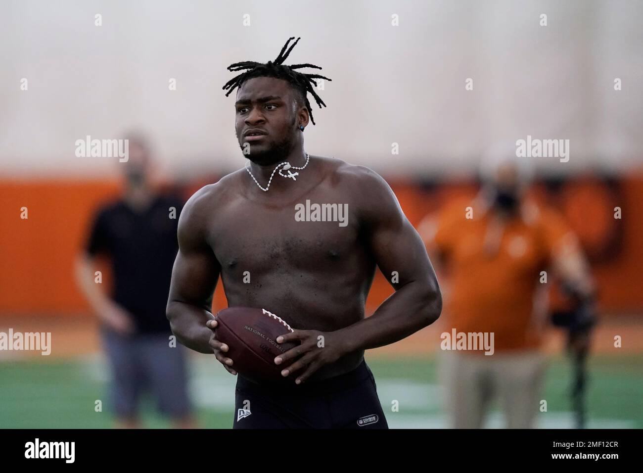 Texas linebacker Joseph Ossai takes part in the school's Pro Day ...