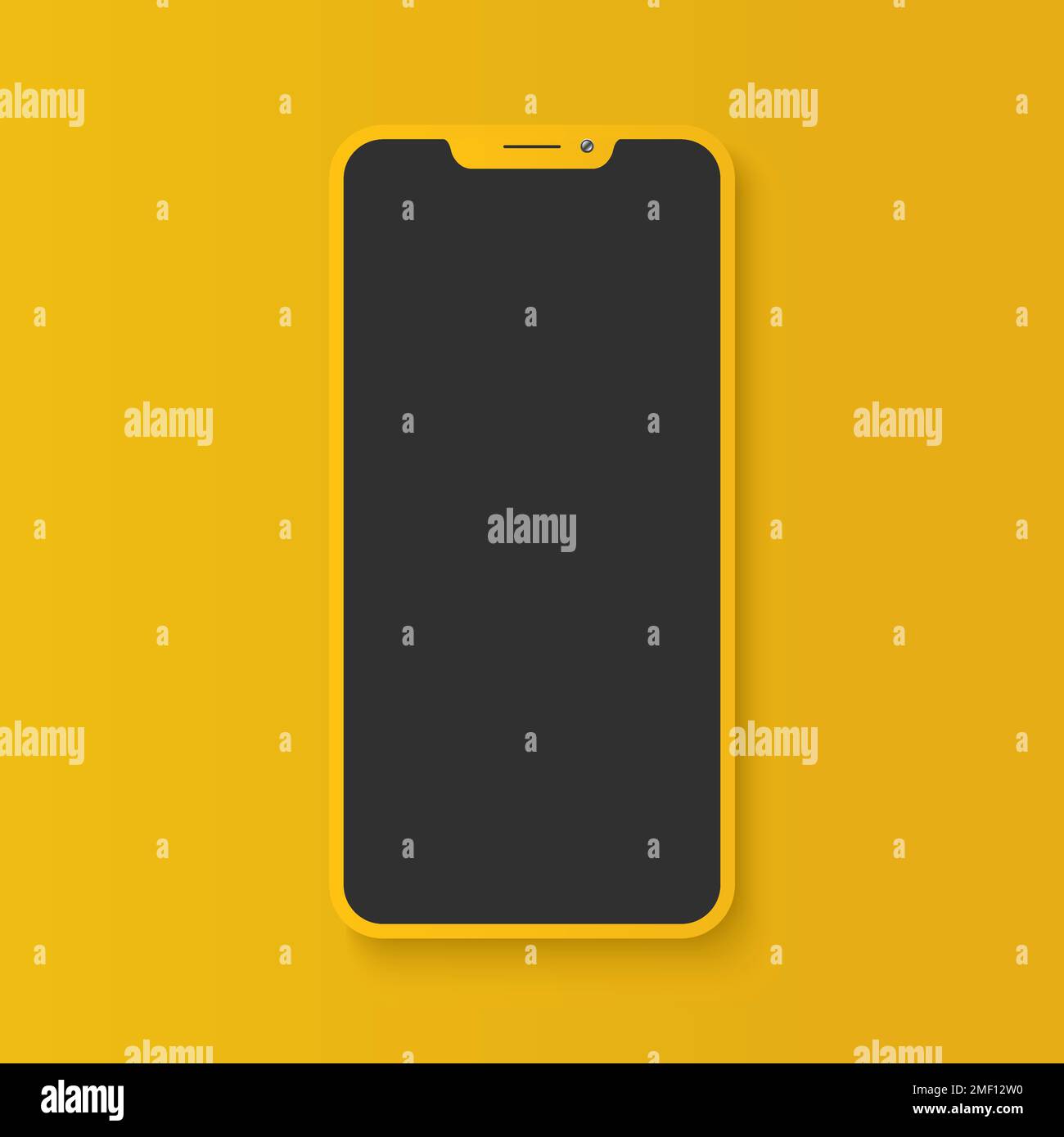 Realistic Yellow Smartphone Device Vector Mockup Template Stock Vector ...