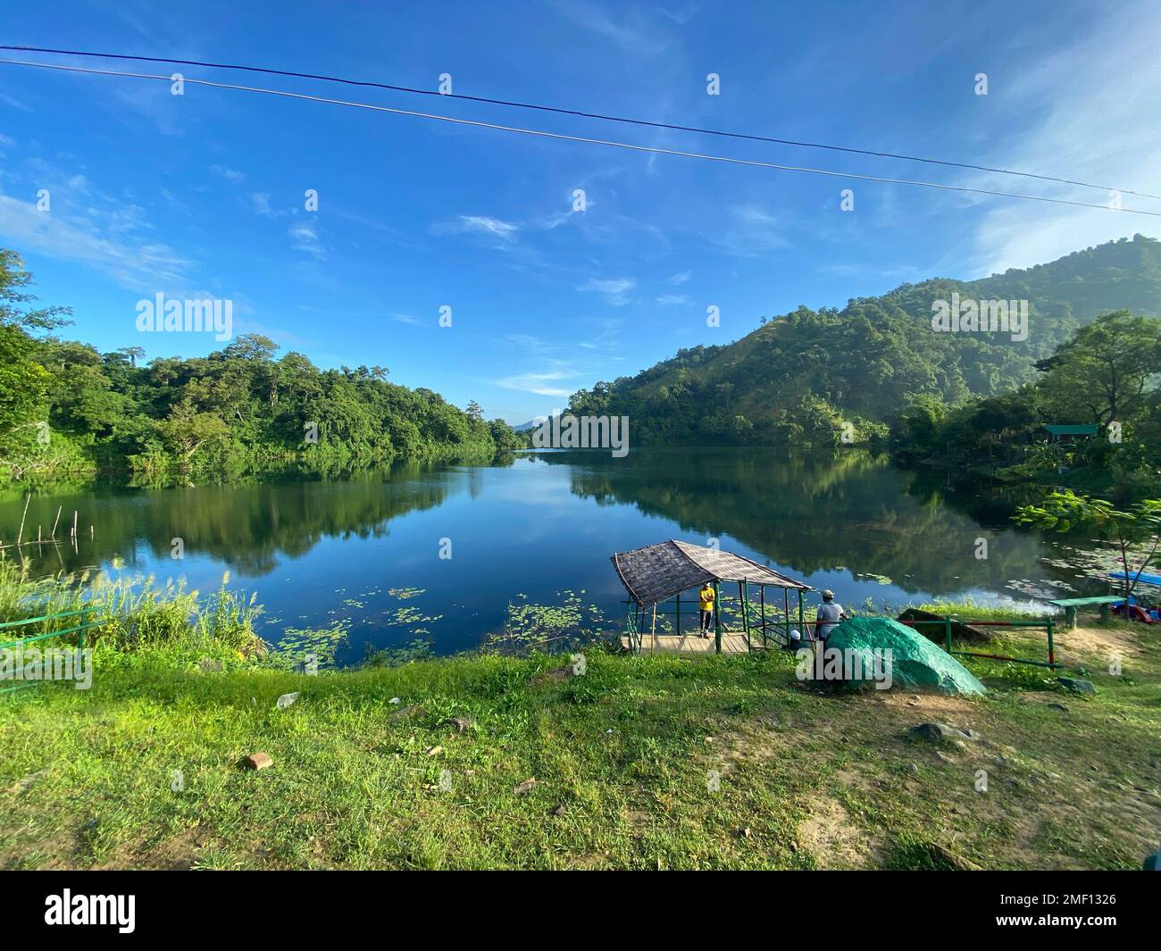 A landscape scene of Boga Lake with green trees in Bangladesh Stock ...