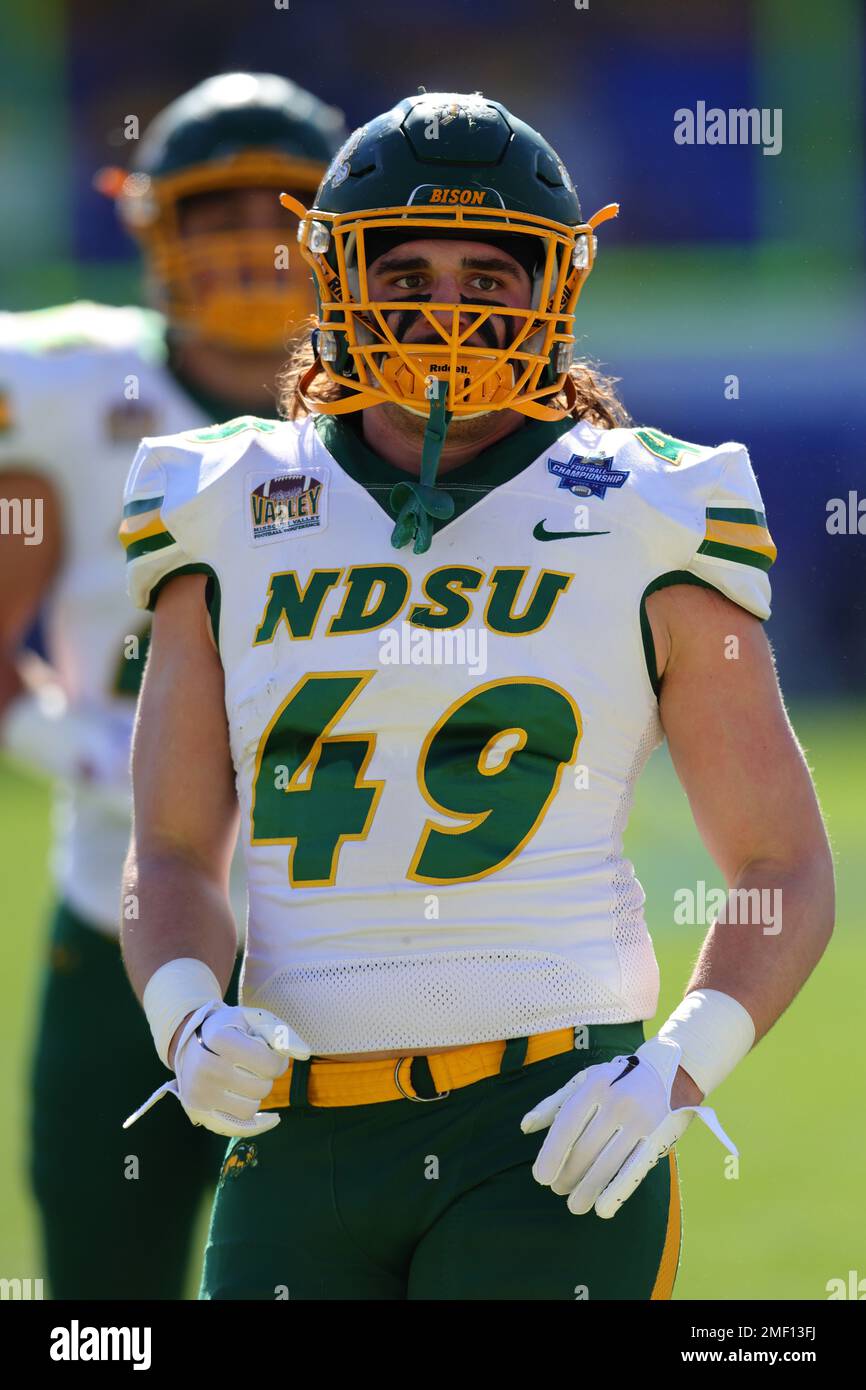 North Dakota State Bisons Hunter Borzoi (49) during warmups for the ...