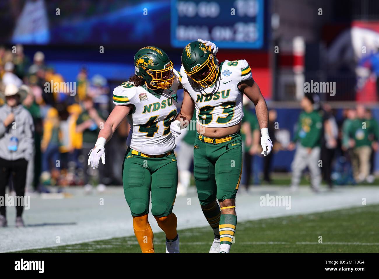 North Dakota State Bisons Hunter Borzoi (49) and Giancarlo Volpentesta ...