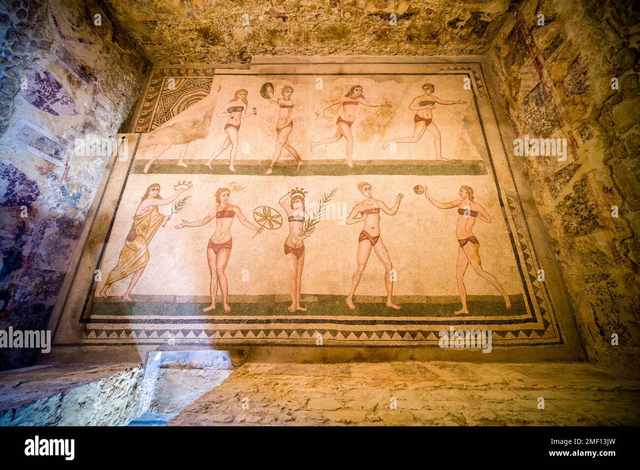 Artful mosaics in the Villa Romana del Casale, monument of late Roman ...