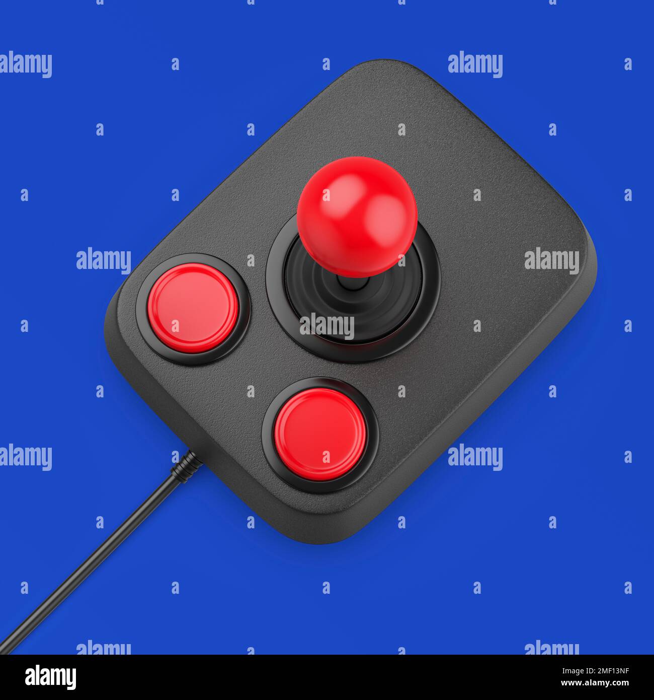 Computer joystick with two buttons on blue background Stock Photo - Alamy
