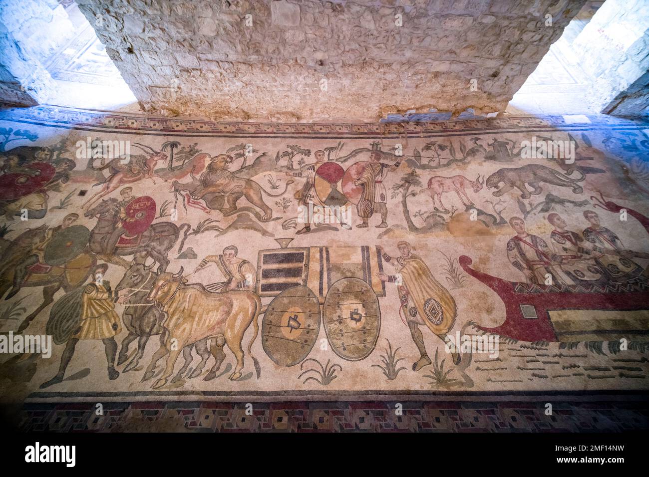 Artful mosaics in the Villa Romana del Casale, monument of late Roman ...