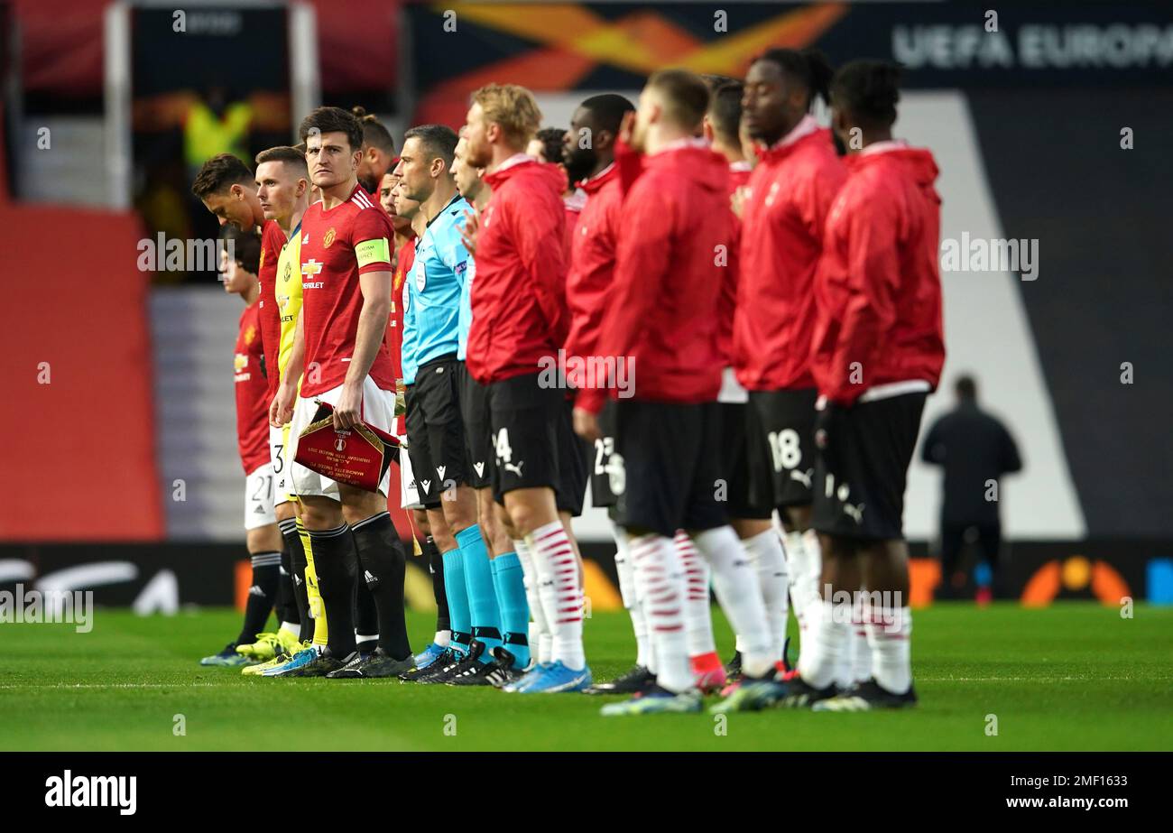 Players line up before the Europa League round of 16 first leg soccer ...