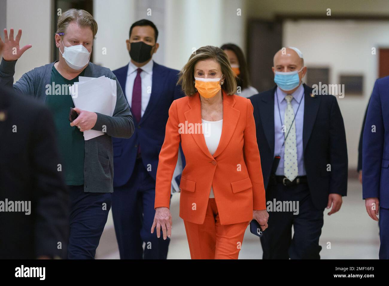Speaker of the House Nancy Pelosi, D-Calif., arrives for her weekly ...