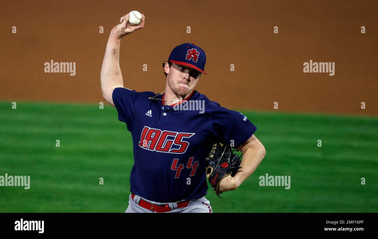 South Alabama Matt Boswell (44) pitches against Alabama during an NCAA ...