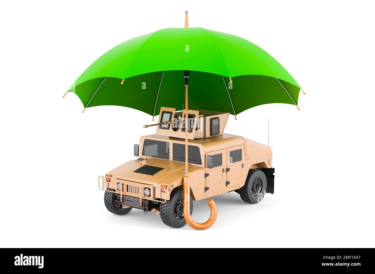 High Mobility Multipurpose Wheeled Vehicle under umbrella, 3D rendering ...