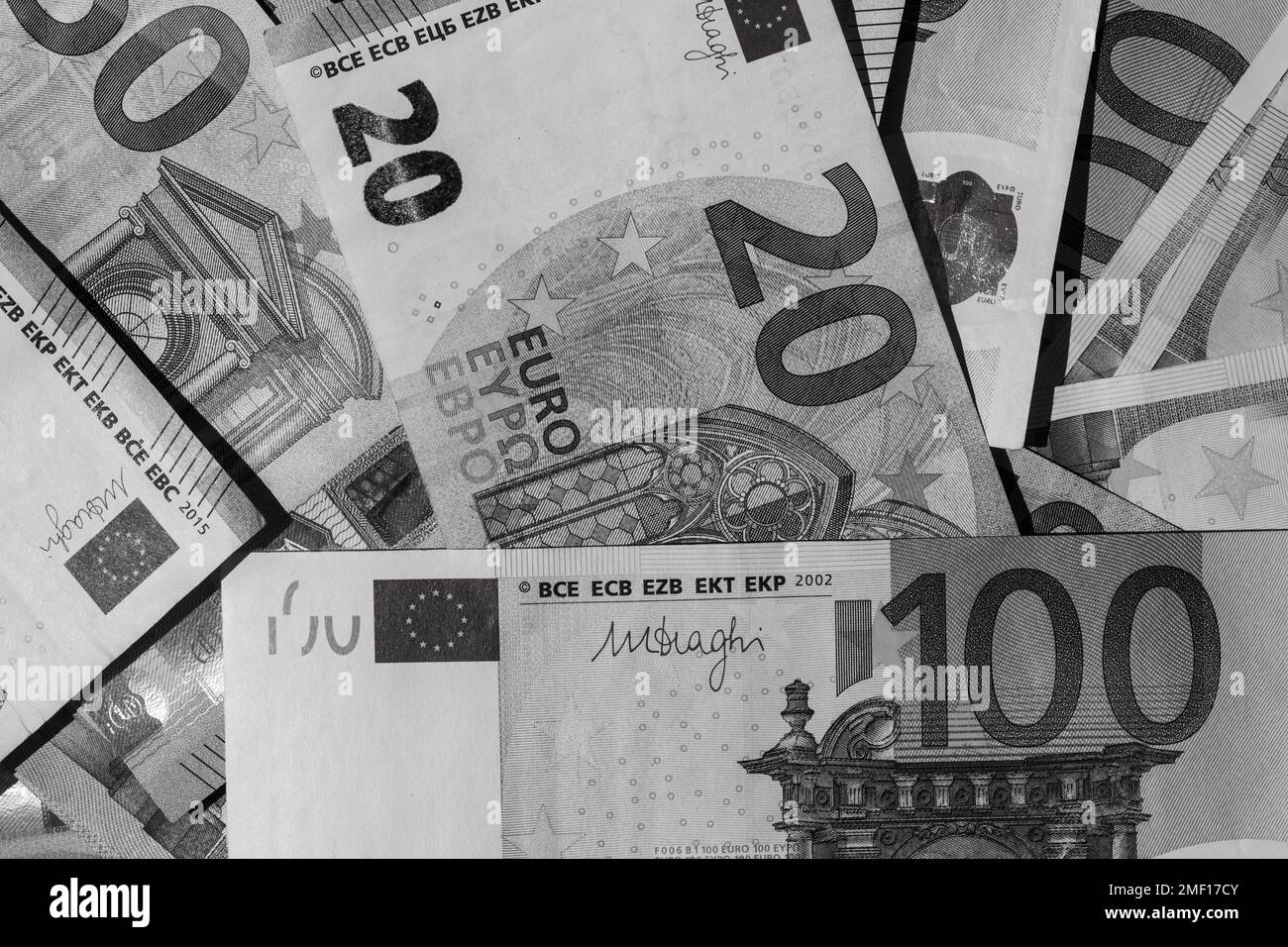 Close up of money euro banknotes, background of money euro isolated ...