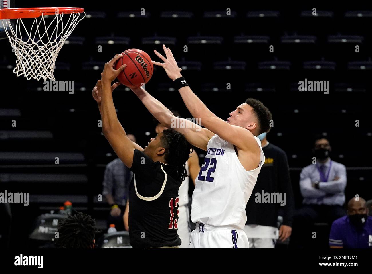 Northwestern forward Pete Nance, right, and Nebraska forward Derrick ...