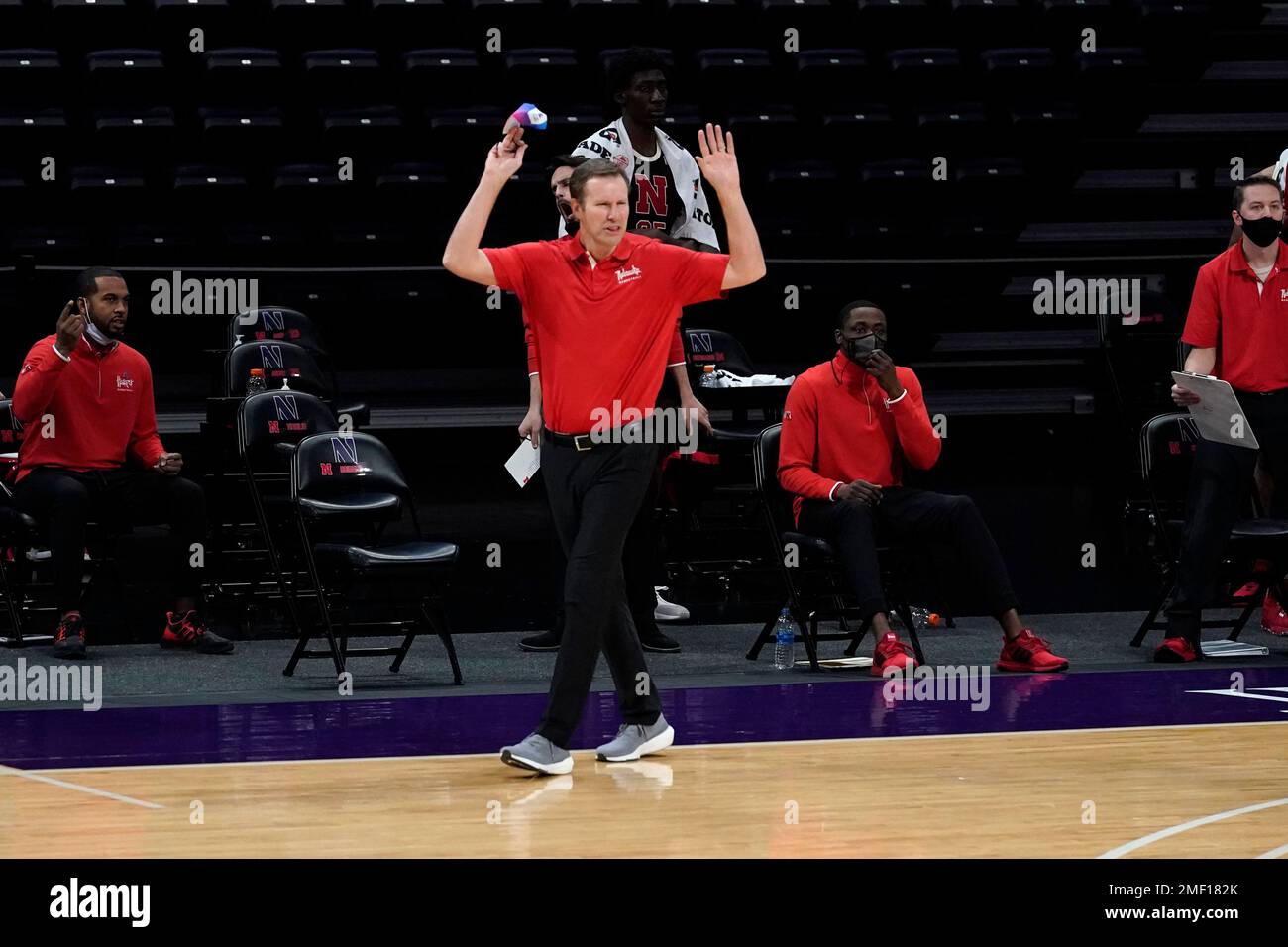 Nebraska head coach Fred Hoiberg reacts to a call during the second ...