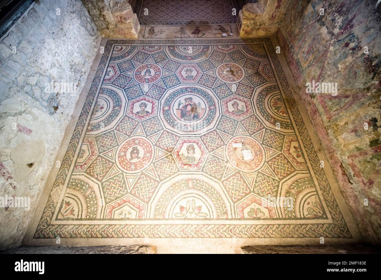 Artful mosaics in the Villa Romana del Casale, monument of late Roman ...