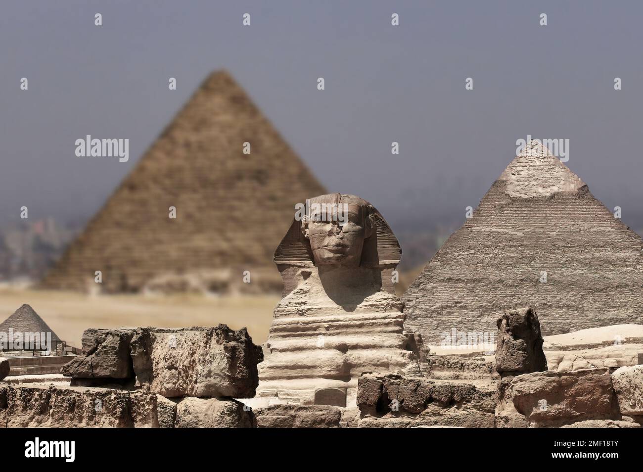 View on the Great Sphinx and the Pyramids in Giza (Cairo,Egypt Stock ...