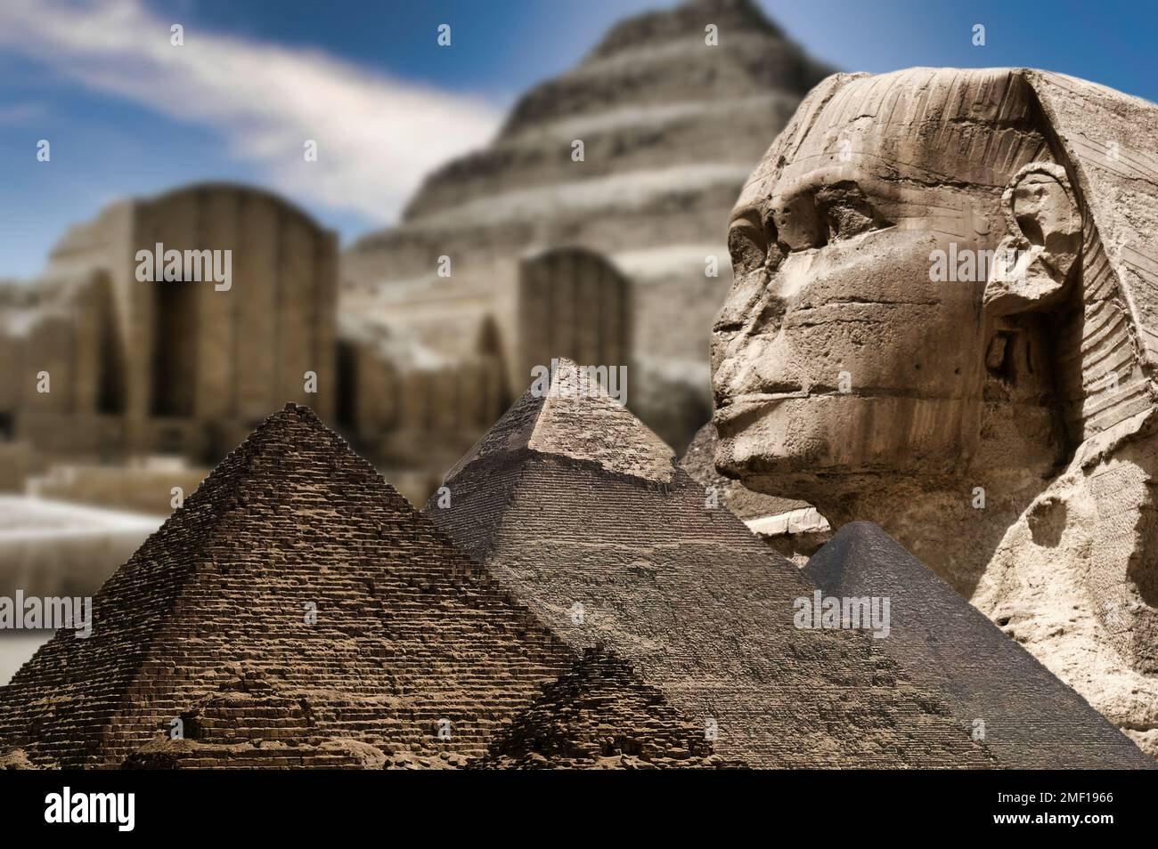 View on the Great Sphinx and the Pyramids in Giza (Cairo,Egypt Stock ...