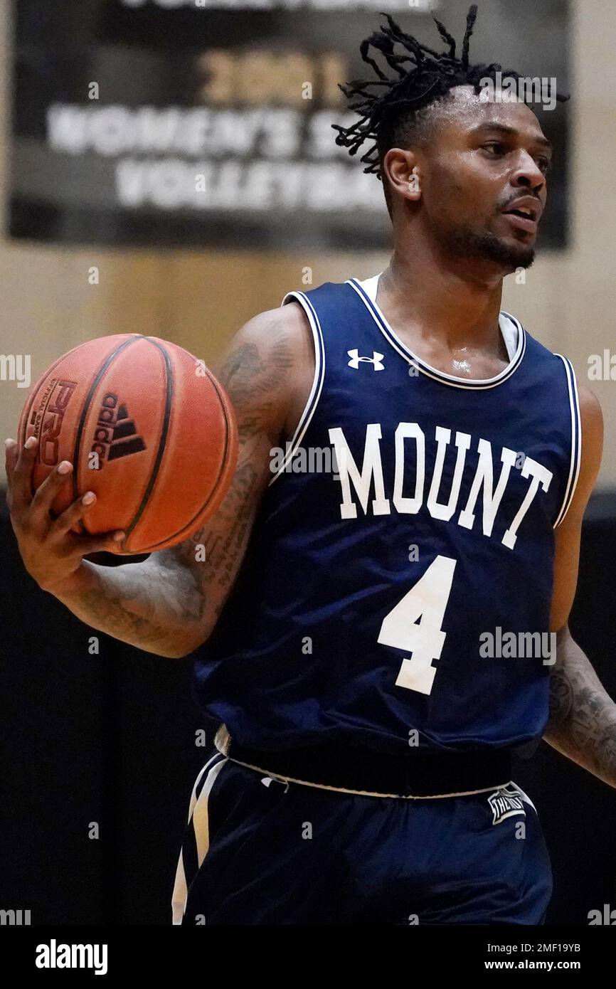 Mount St. Mary's guard Deandre Thomas (4) during an NCAA college basketball game for the ...