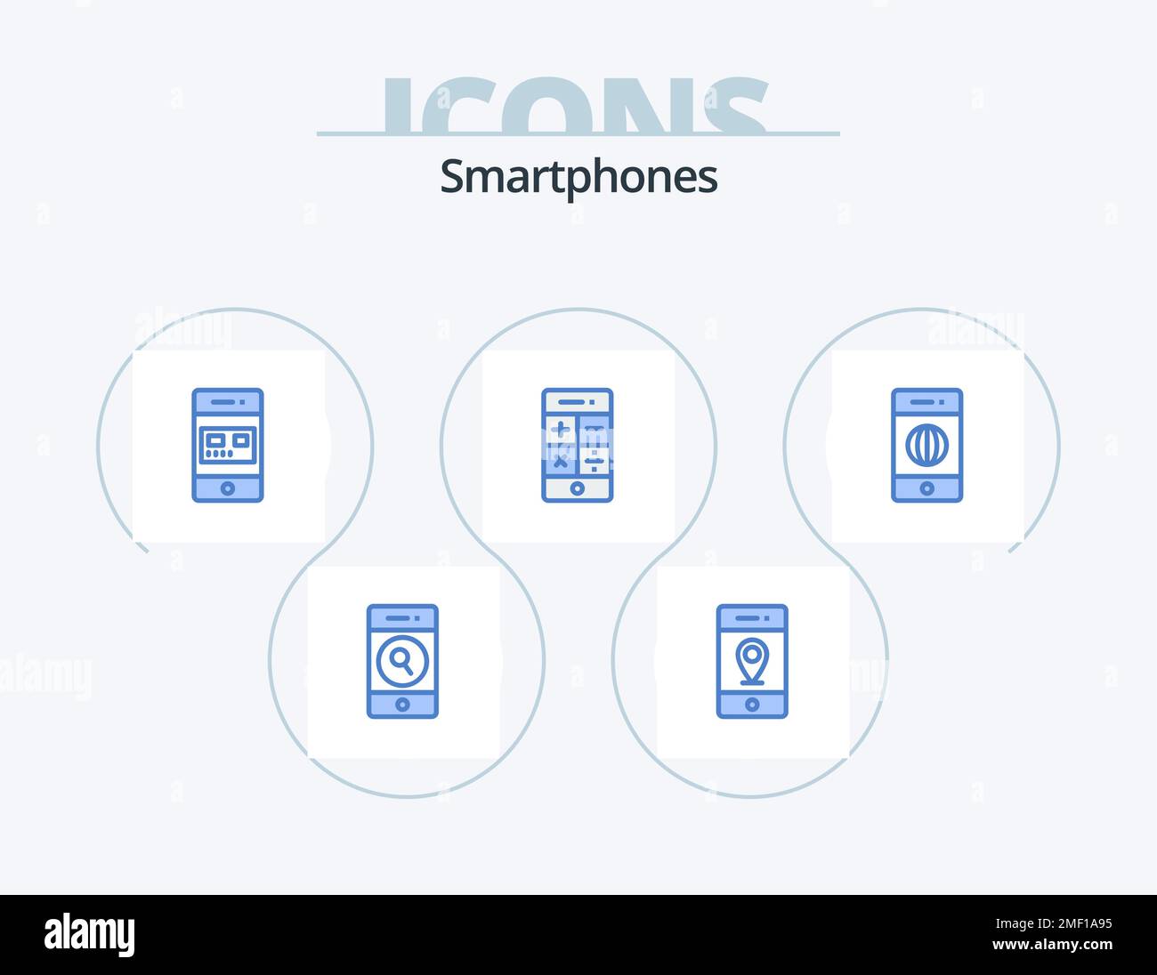 Smartphones Blue Icon Pack 5 Icon Design. connection. phone. bank. math ...