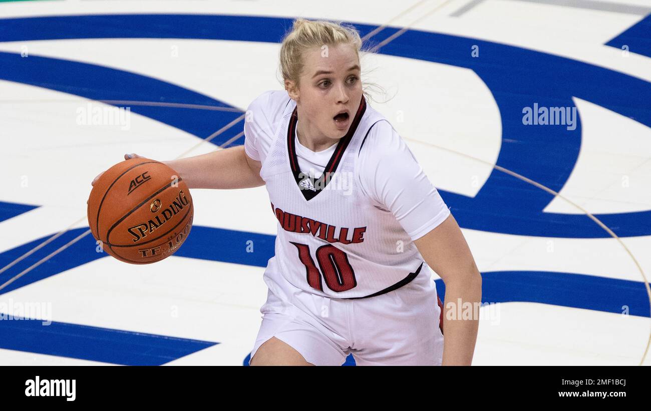 Louisville's Hailey Van Lith (10) handles the ball during the ...