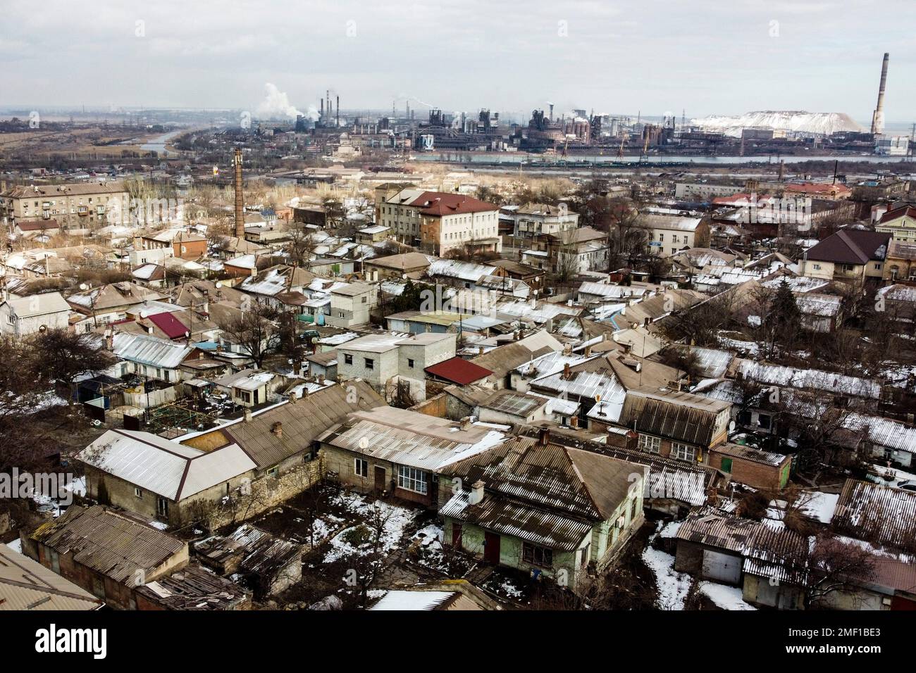 The Azovstal metallurgical plant is seen on the outskirts of the ...