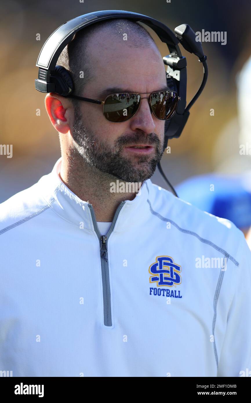 South Dakota State Jackrabbits wide receivers coach Josh Davis during the second quarter of the ...