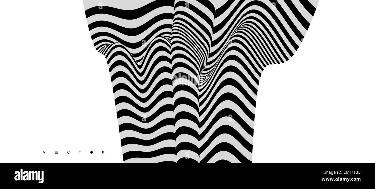 Black and white design. Pattern with optical illusion. Abstract 3D ...