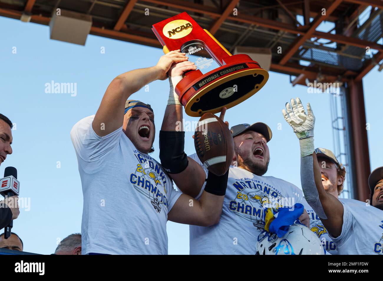 South Dakota State Jackrabbits quarterback Mark Gronowski and guard ...