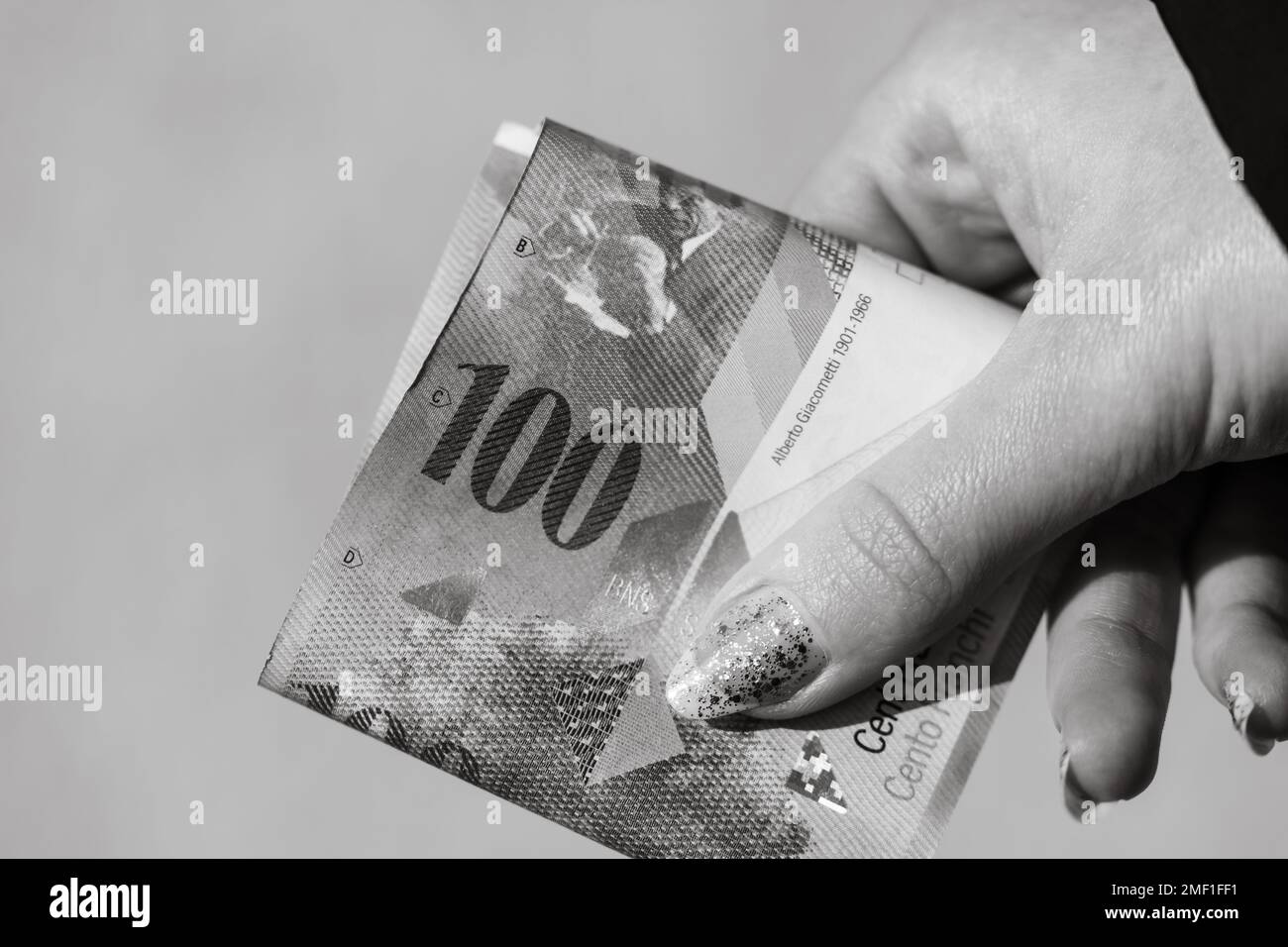 World money concept, close up of 100 swiss franc banknote, photo of CHF ...