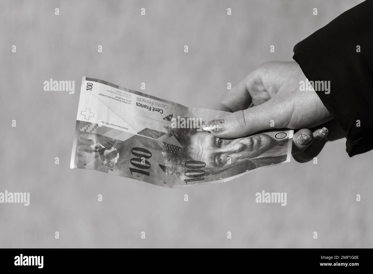 World money concept, close up of 100 swiss franc banknote, photo of CHF ...