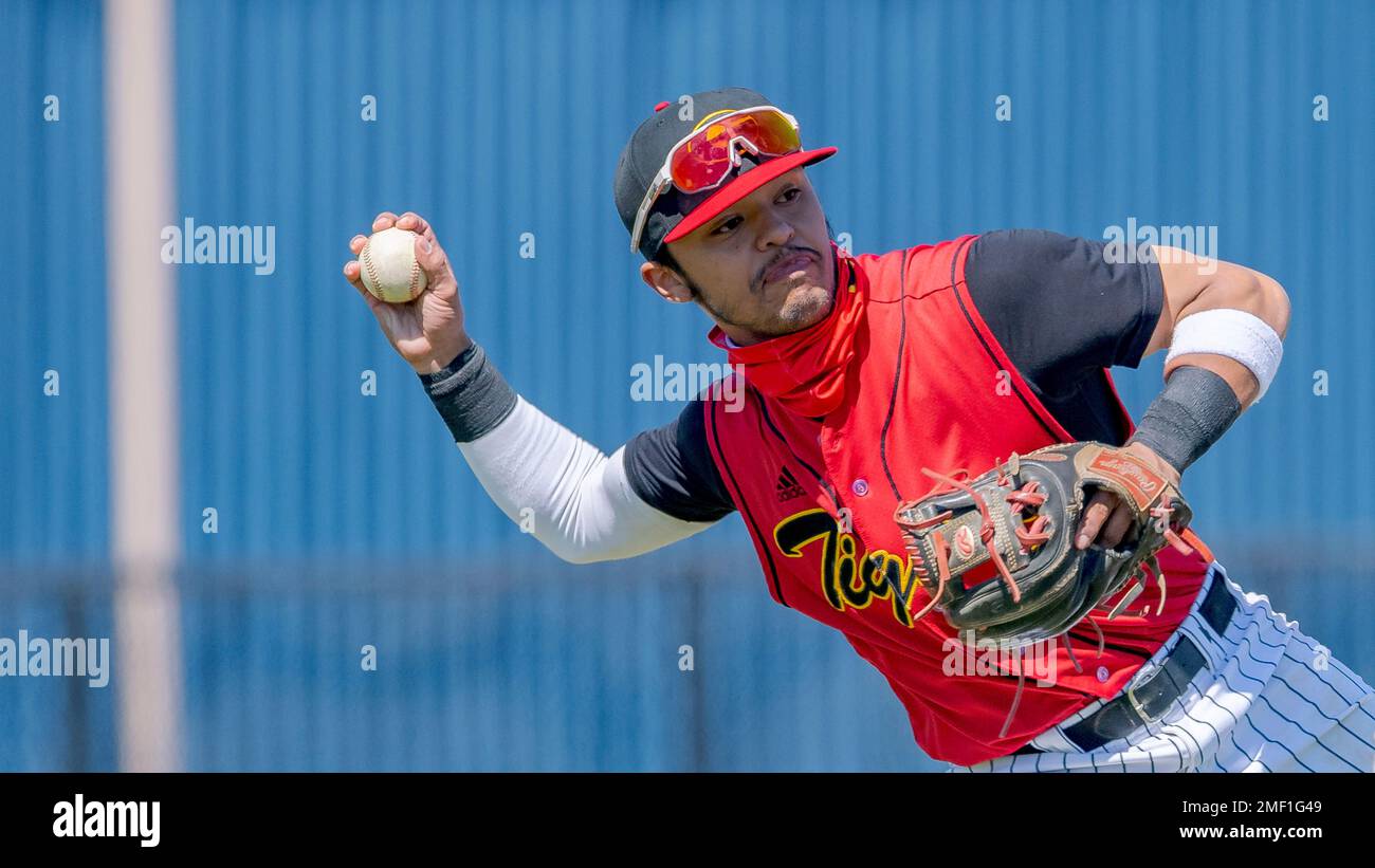 Grambling State infielder Jeremy Almaguer (1) throws during an NCAA ...