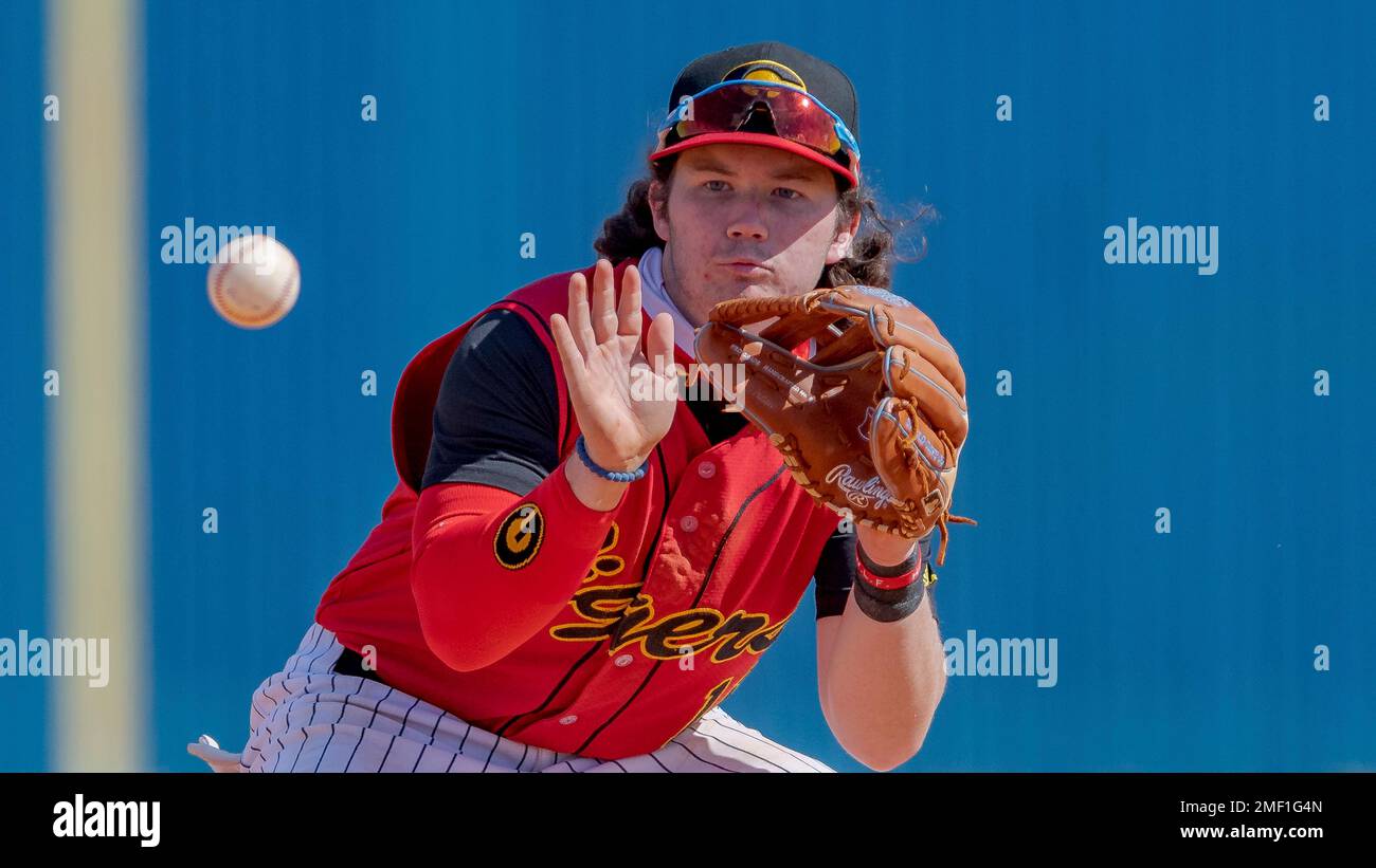 Grambling State infielder Caleb Clines (11) catches during an NCAA ...