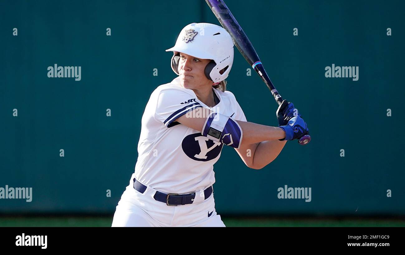Brigham Young University's HannahJo Peterson hits against UC Santa ...